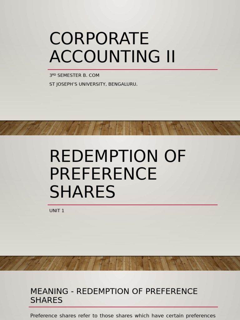 1.1 Redemption of Preference Shares 1 | PDF | Preferred Stock | Dividend
