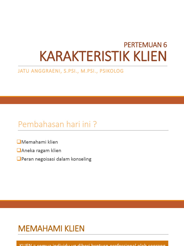 Karakteristik Klien dalam Konseling | PDF