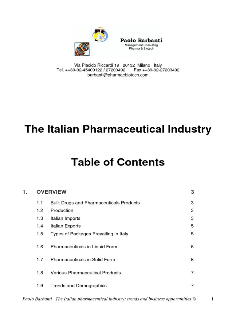 The Italian Pharmaceutical Industry | PDF | Pharmacy | Generic Drug