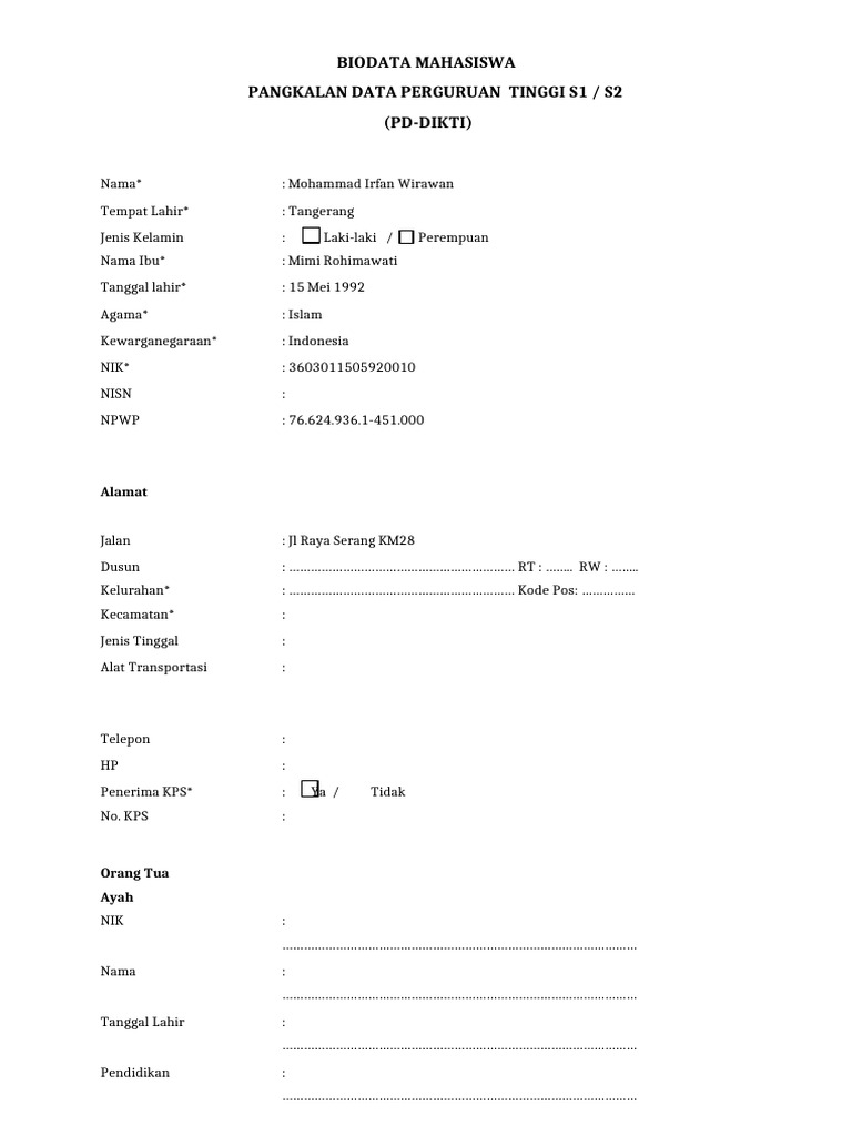 Biodata PPG PD Dikti | PDF