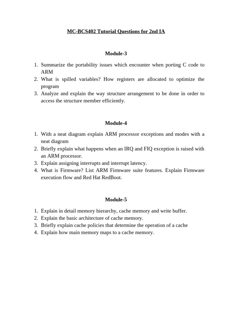 MC-BCS402 Tutorial Questions For 2nd IA | PDF