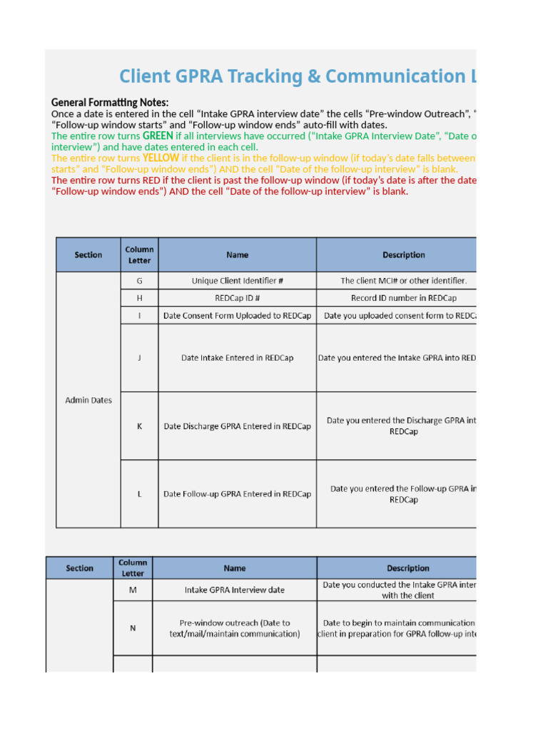 Client GPRA Tracking and Communication Log | PDF | Computing | Software