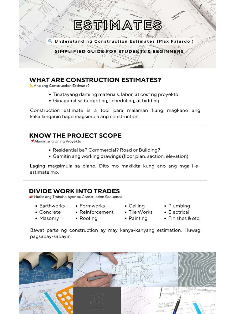 Part 1 - Construction Estimates | PDF
