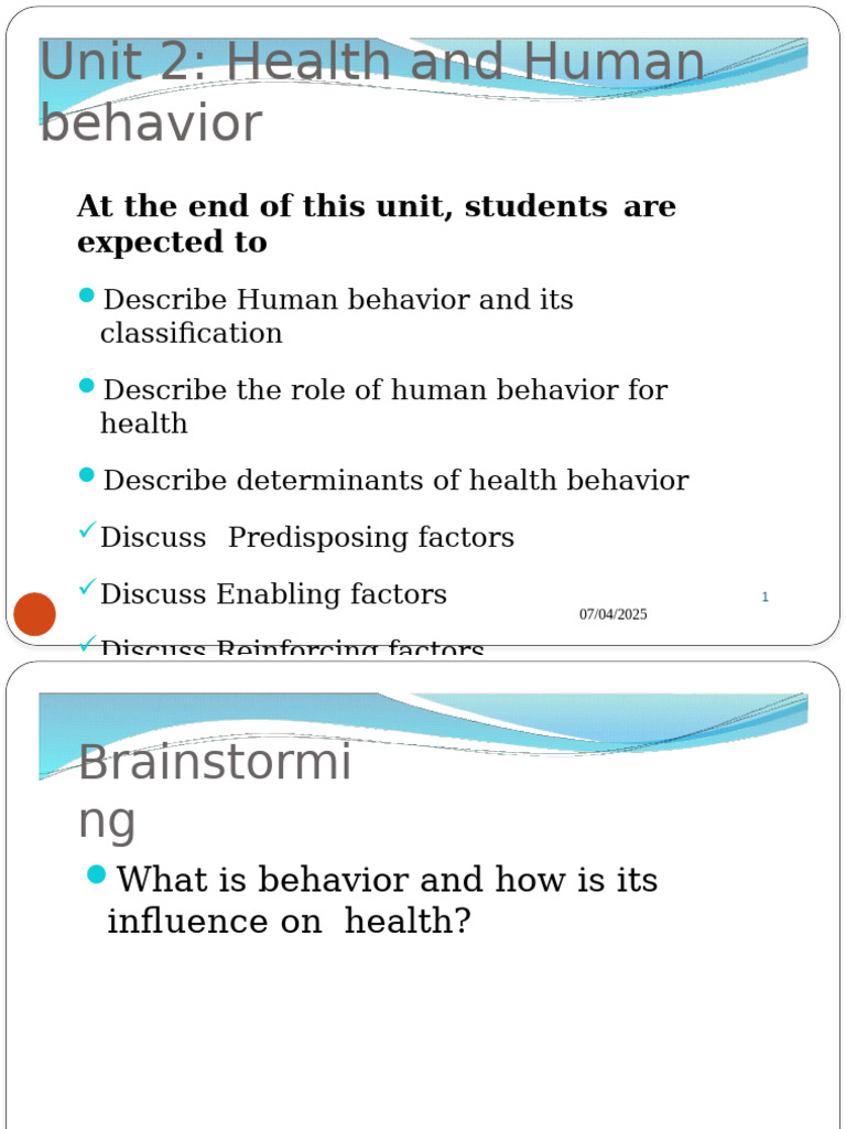 Health and Human Behavior For Health Education | PDF | Attitude ...
