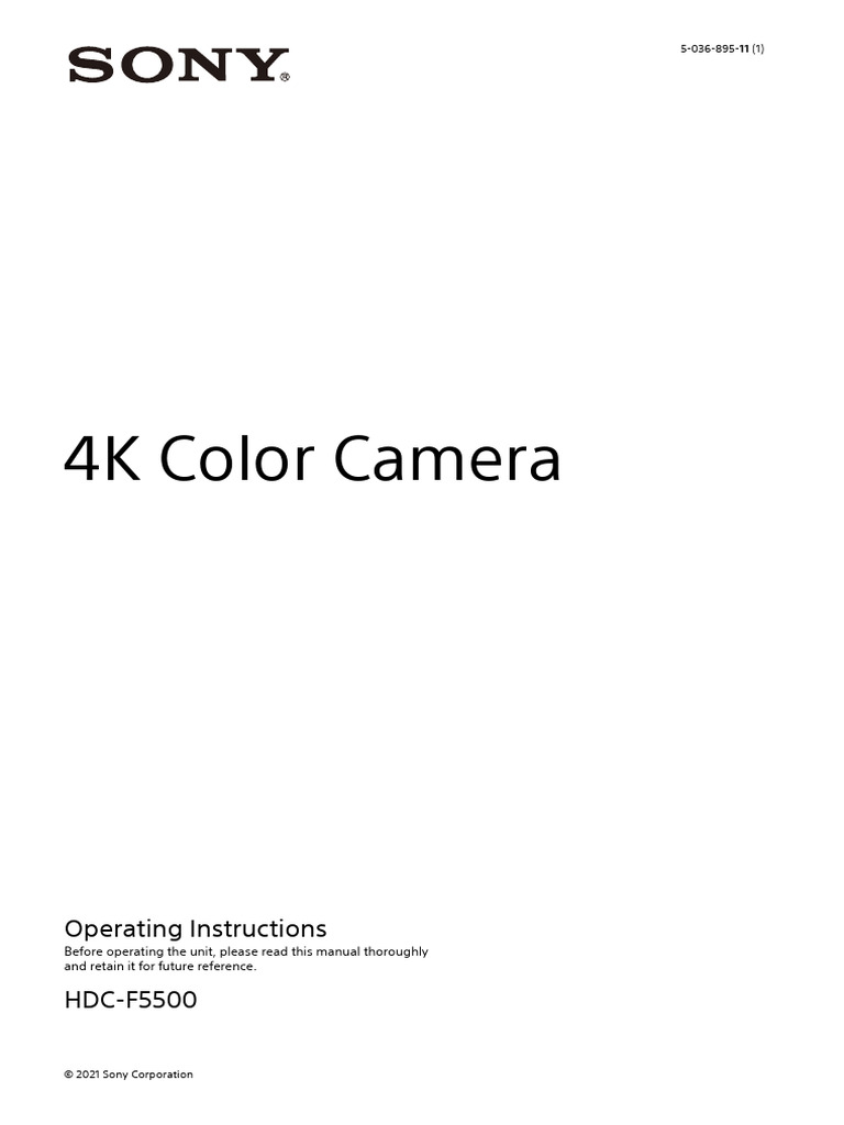 HDC-F5500 4K Camera User Manual | PDF | Camera | Imaging