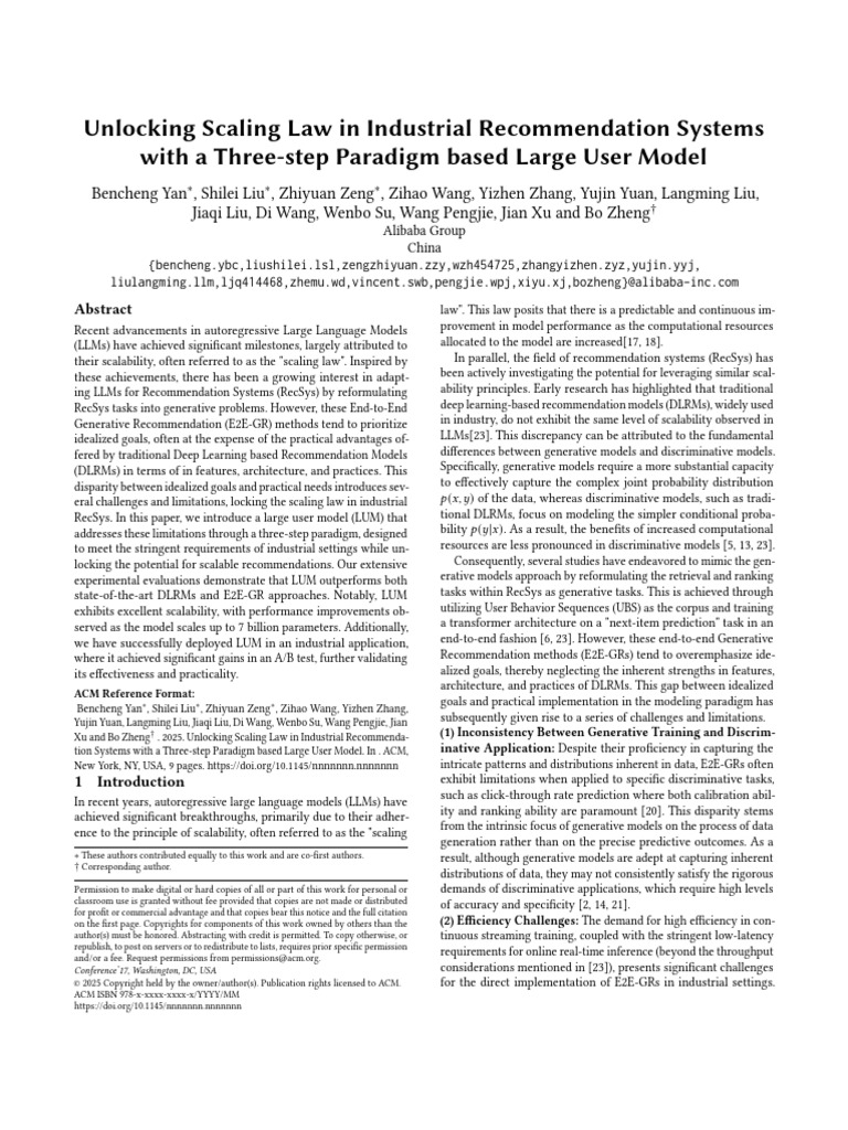 Unlocking Scaling Law in Industrial Recommendation Systems With A Three-Step Paradigm Based ...