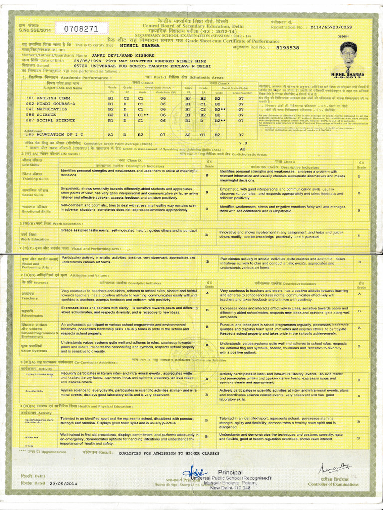 10th Marksheet | PDF
