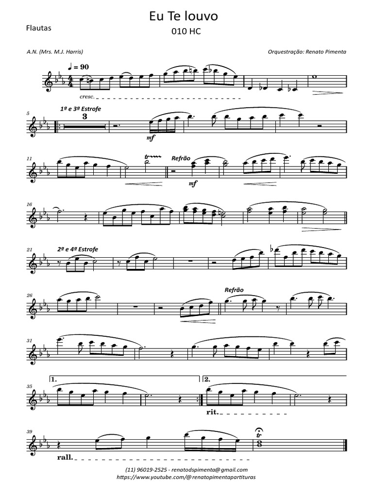 Eu Te Louvo-Partitura FLAUTA | PDF