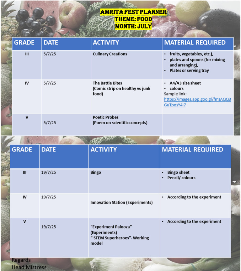 CCA Planner - EVS Month | PDF