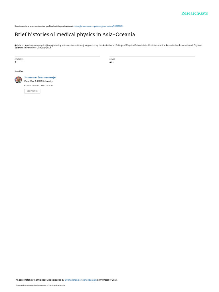 Medical Physics Asia | PDF | Medical Physics | Radiation Therapy