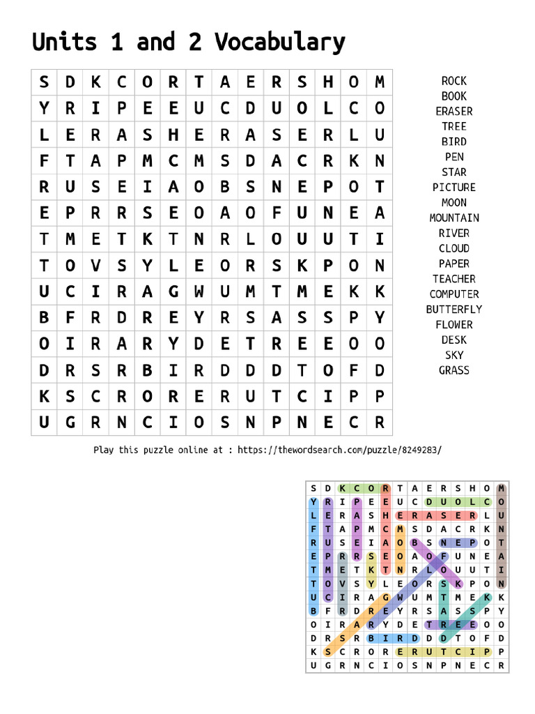 Thewordsearch Com Units 1 and 2 Vocabulary 8249283 | PDF