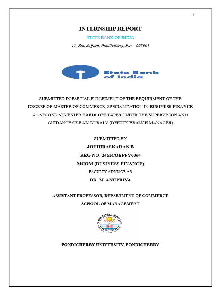 Internship Report Final | PDF | Banks | Cheque