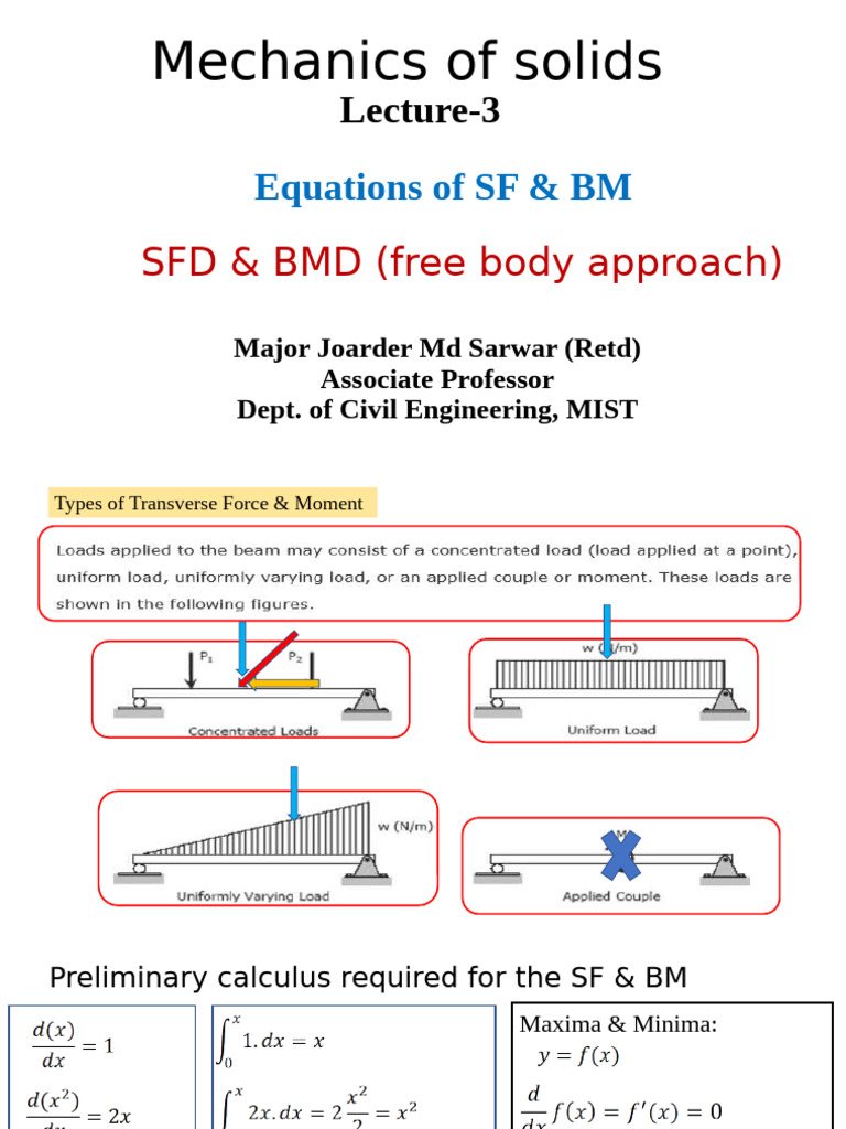 Lesson 3 Lec 1 Free Body Approach of SFD BMD 2025 | PDF | Bending ...