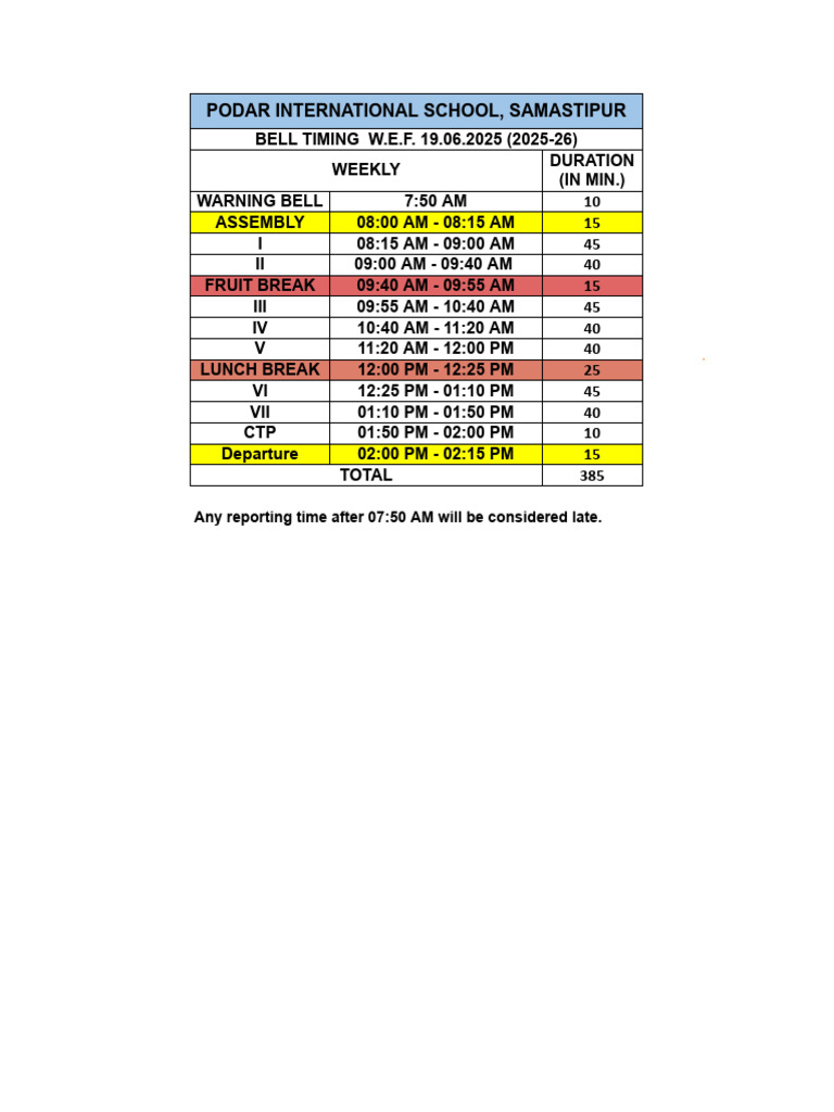 Bell Timing 2025-26 June | PDF