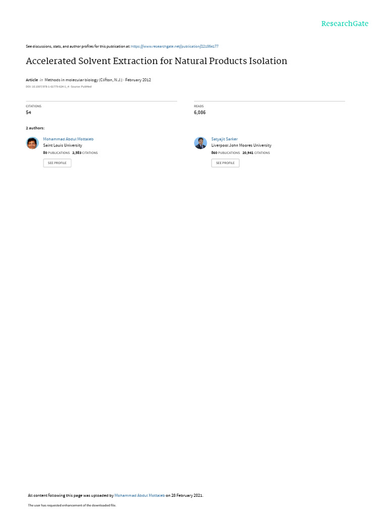 Accelerated Solvent Extraction For Natural | PDF | Solvent | High ...