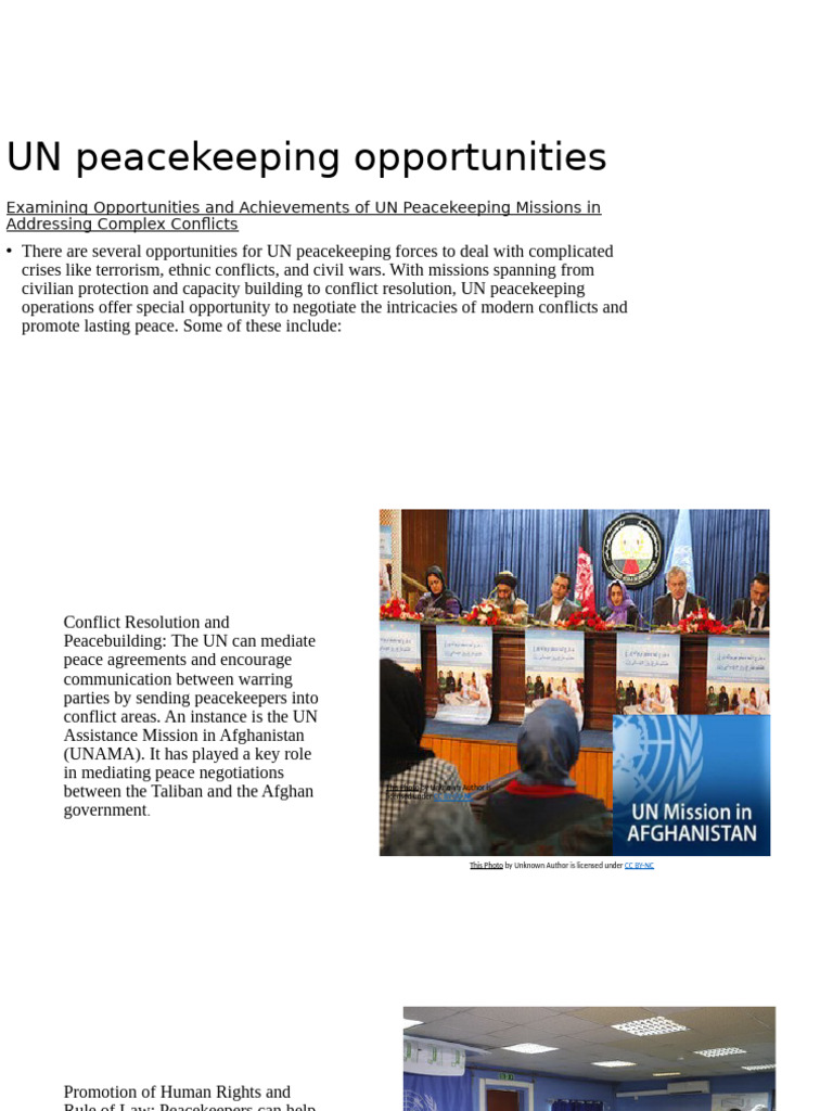 UN Peacekeeping: Opportunities for Conflict Resolution | PDF