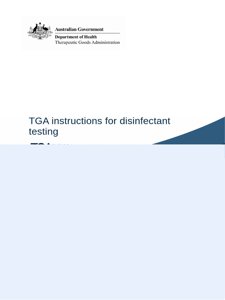 Tga Instructions Disinfectant Testing | PDF | Disinfectant | Antimicrobial