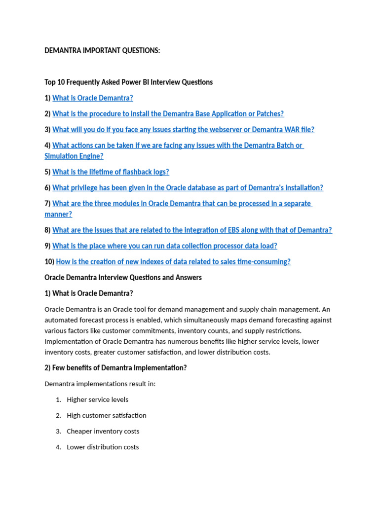 Demantra Interview Questions Guide | PDF | Databases | Backup