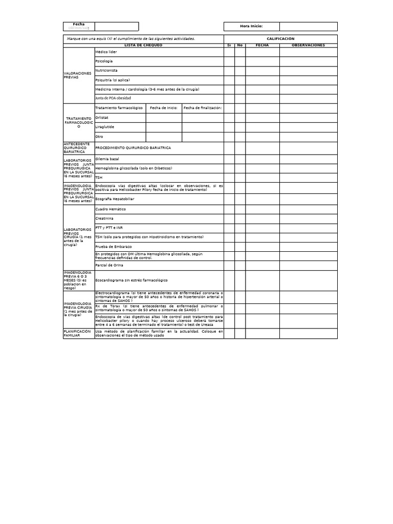 M-Grie-F026 Chequeo para Protegidos Con Procedimiento de Cirugía Bariátrica | PDF ...
