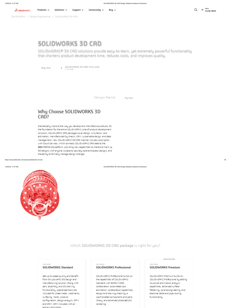 SOLIDWORKS 3D CAD Design Software Systems & Solutions | PDF | Computer Aided Design | 3 D Modeling