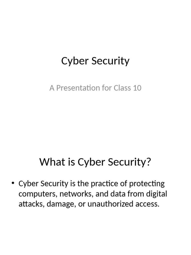 Cyber Security Class 10 Presentation | PDF