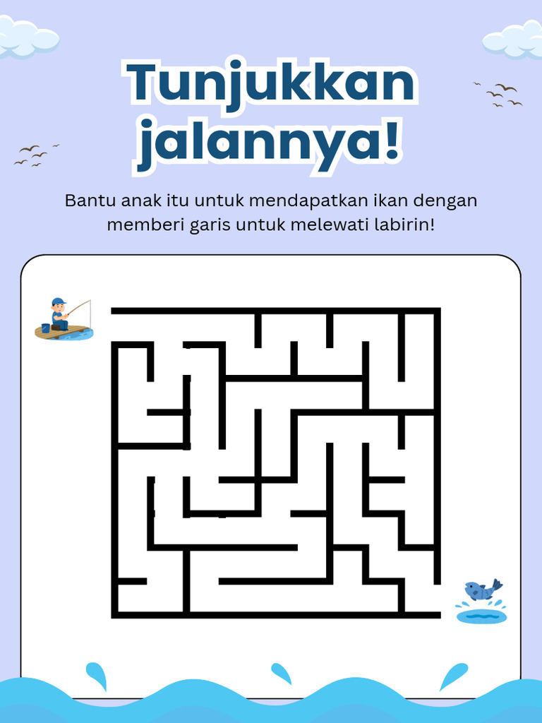 Lembar Kerja Belajar Melewati Labirin Ungu Ilustrasi PDF | PDF