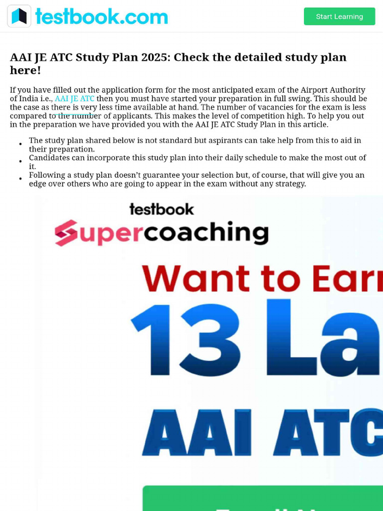 AAI JE ATC Study Plan 2025 - Check The Detailed Study Plan Here! | PDF