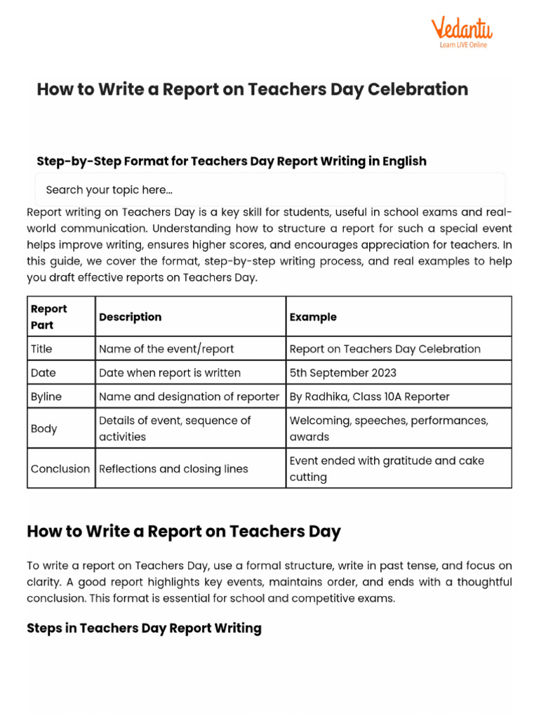 How To Write A Report On Teachers Day Celebration | PDF
