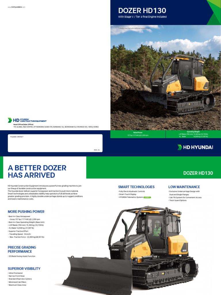 Hyundai HD130 Dozer Overview | PDF | Horsepower | Engines