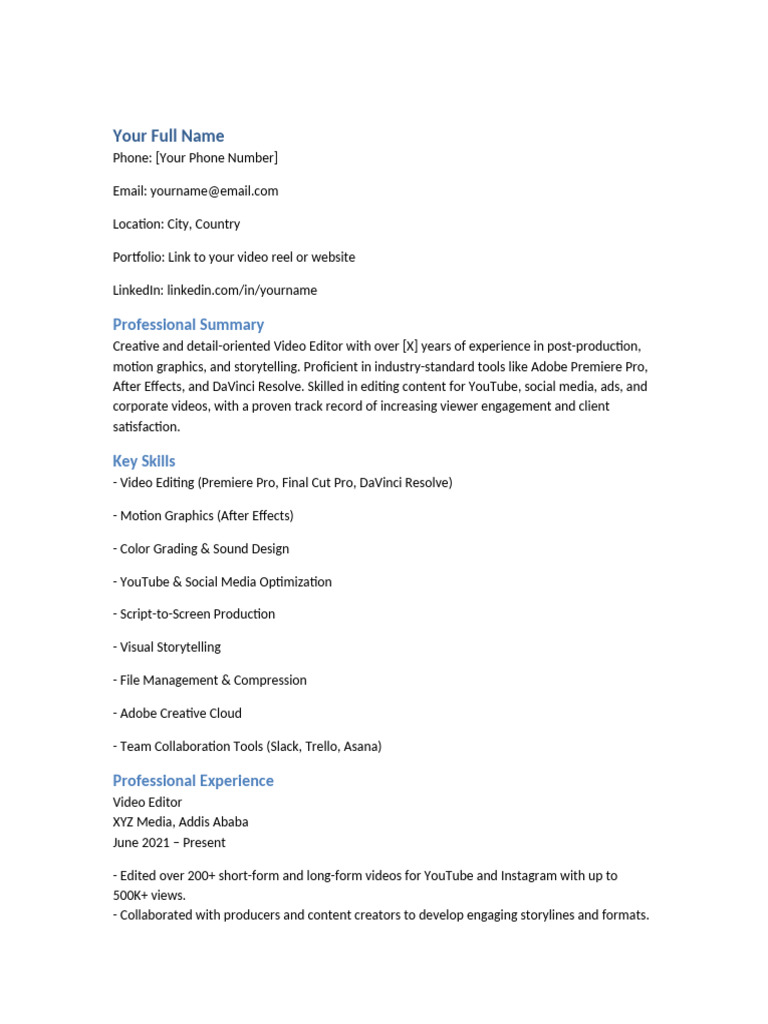 CV in ATS Format | PDF