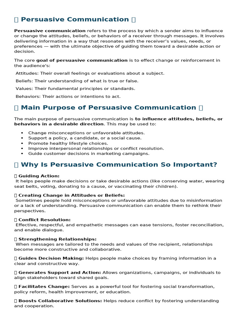 Persuasive Communication Essentials | PDF | Attitude (Psychology ...