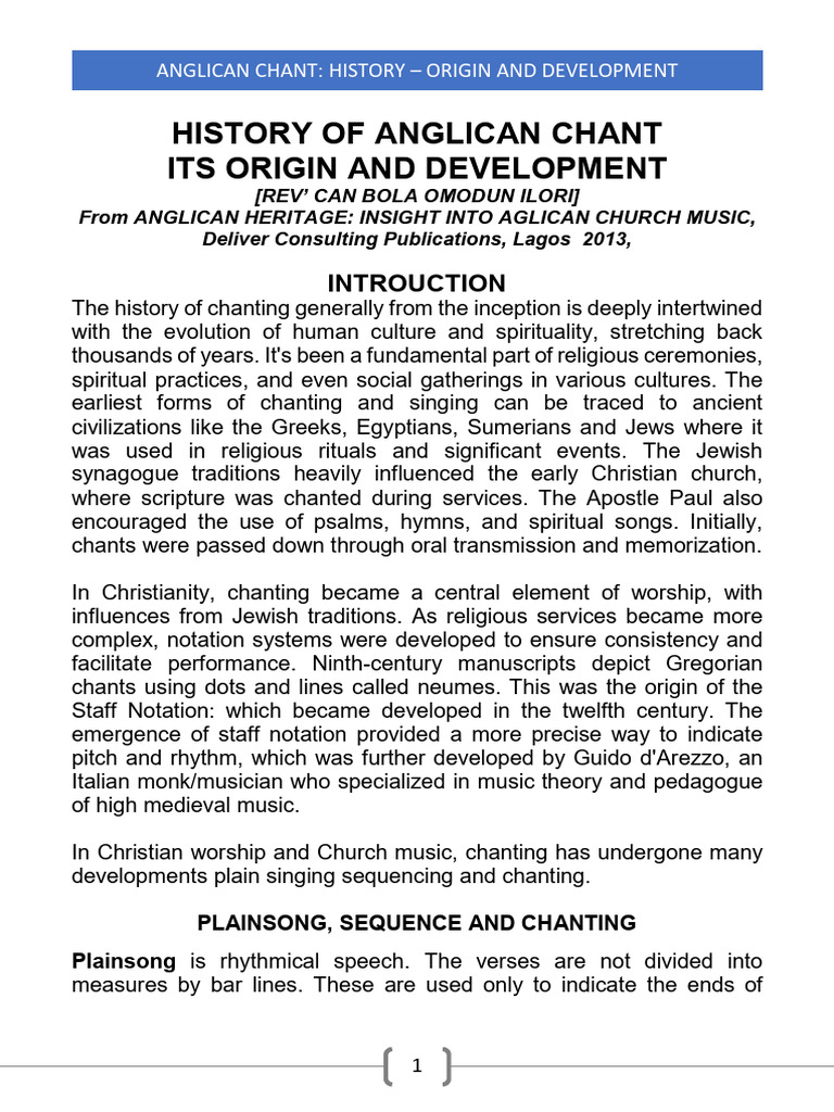 History of Anglican Chants | PDF | Gregorian Chant | Musicology