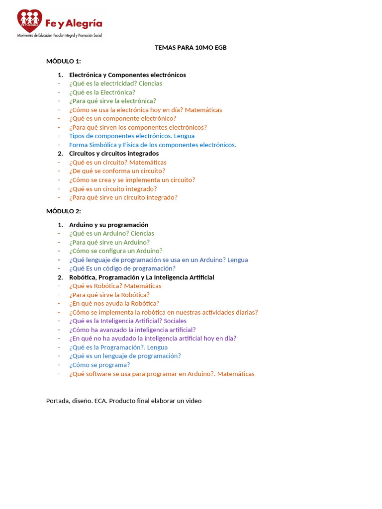 Temas para 10mo Egb | PDF
