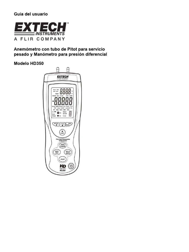 Guía del Anemómetro HD350 de Extech | PDF | USB | Medición
