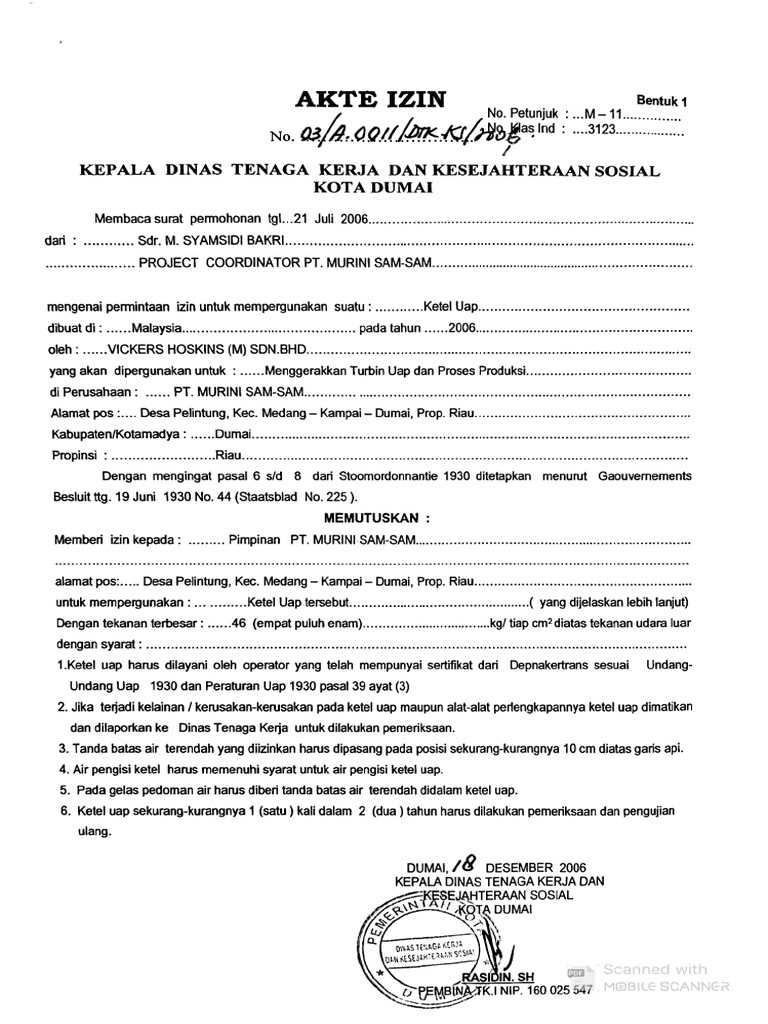 Izin Boiler Vickers | PDF