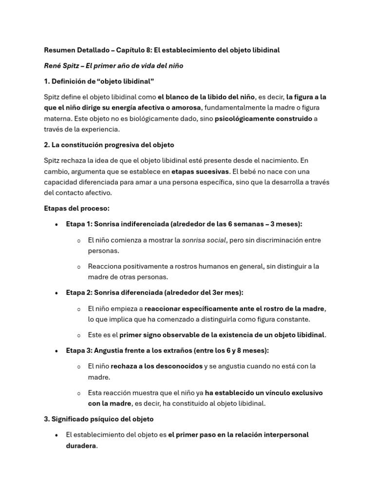 Establecimiento del objeto libidinal | PDF | Teoría de apego | Salud mental