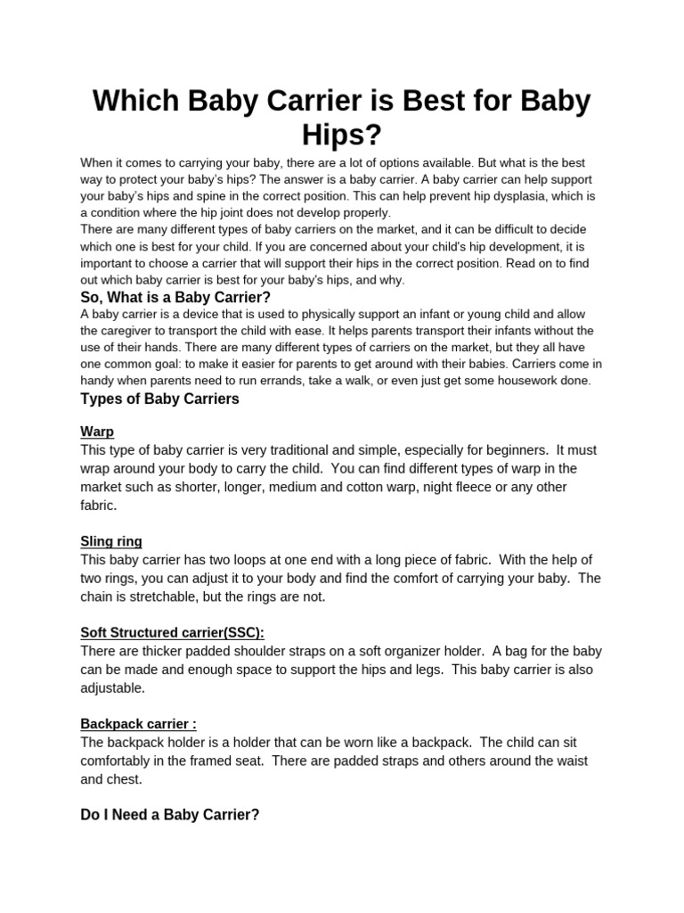 Which Baby Carrier Is Best For Baby Hips | PDF | Backpack
