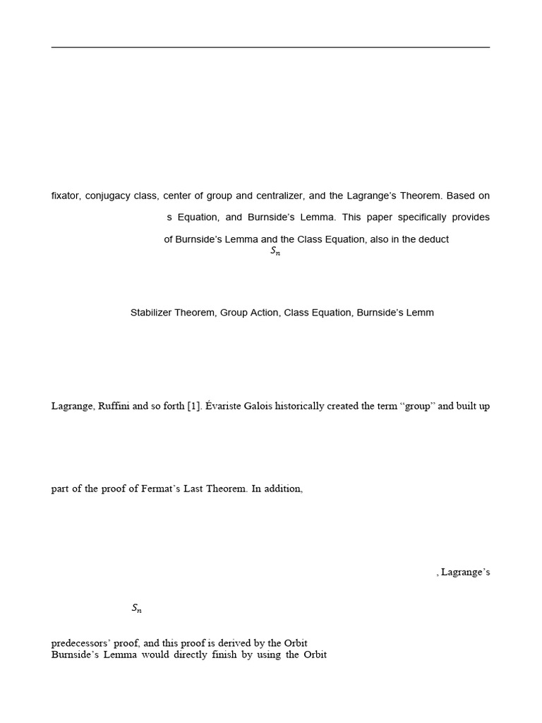 Applications and Related Concepts of Orbit-Stabilizer Theorem | PDF ...