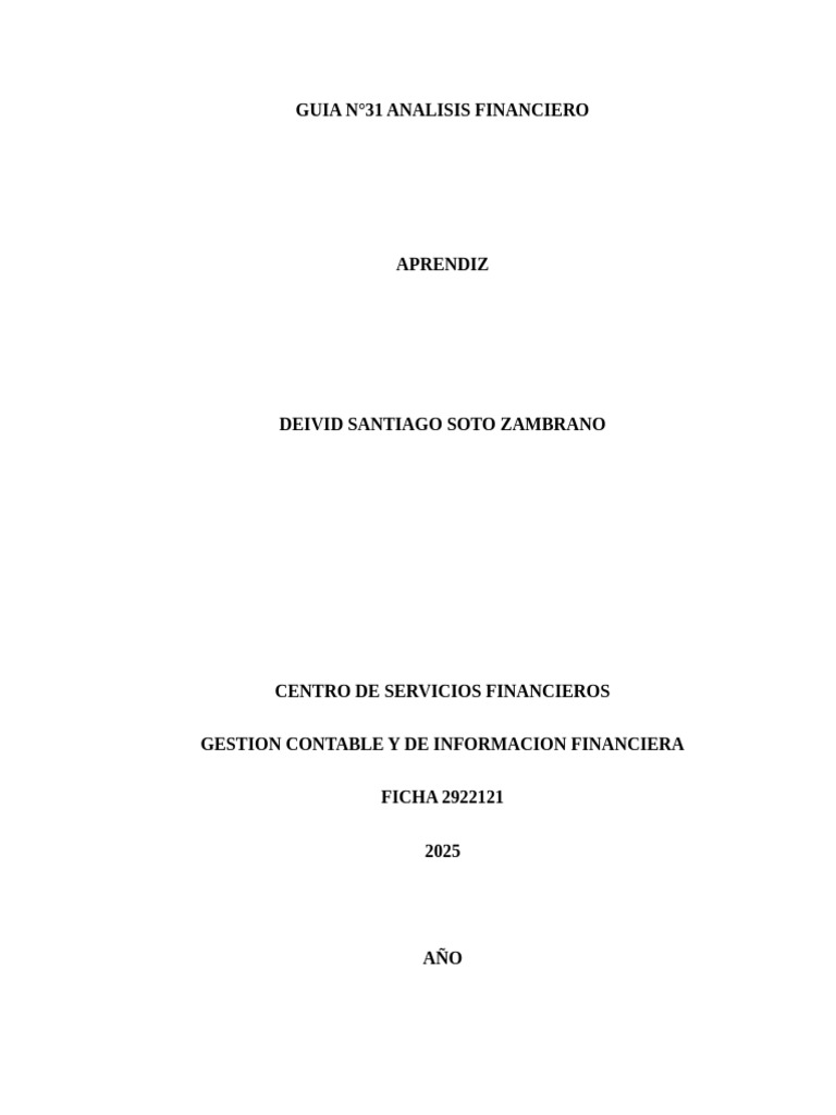 Guia 31 Interpretacion de Indicadores Financieros | PDF | Capital de trabajo | Dinero