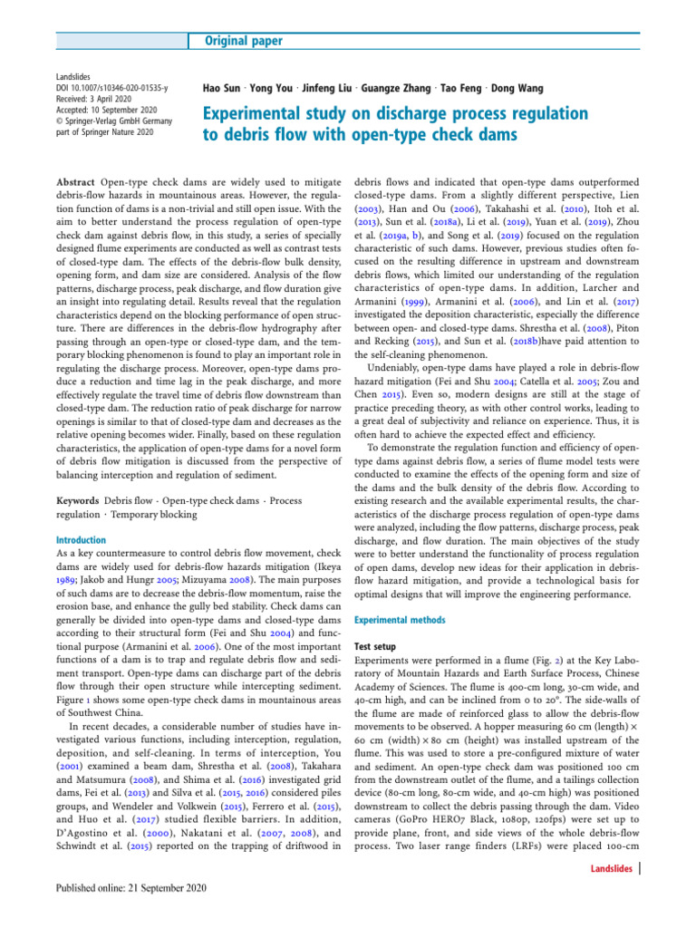 Open-Type Check Dams in Debris Flow Regulation | PDF | Dam | Earth Sciences