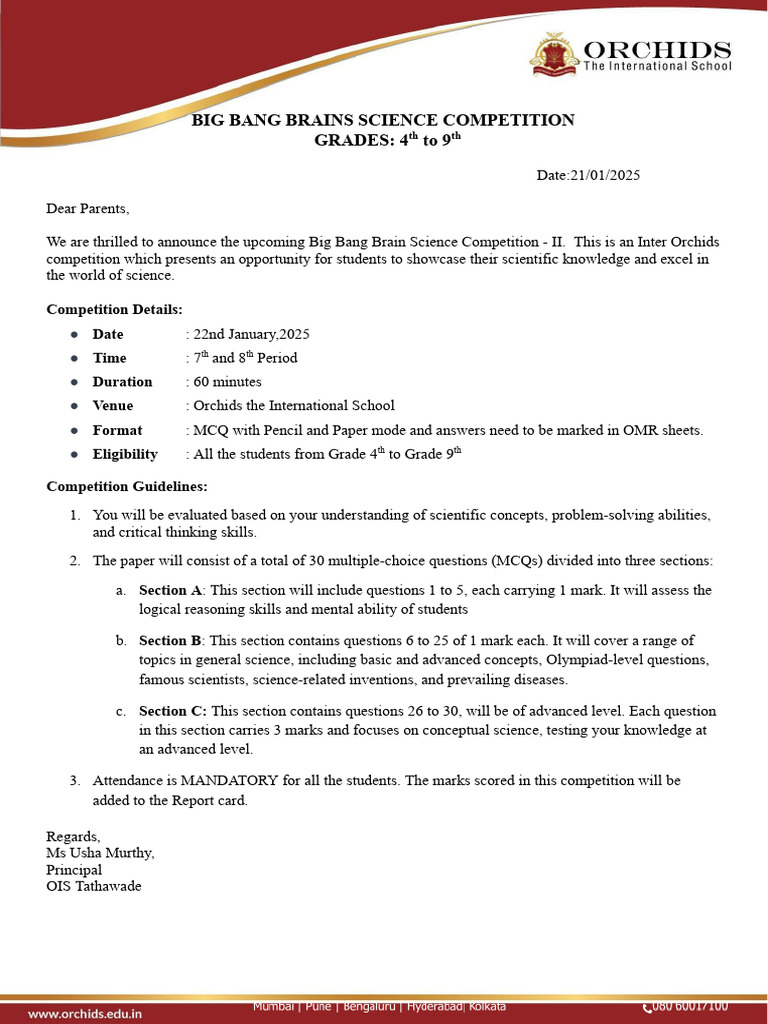 Big Bang Brains Science Competition II | PDF