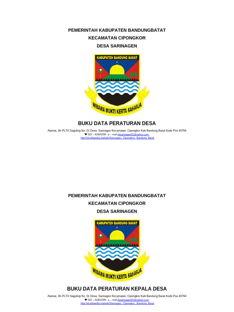 Kode Pos dan Data Desa Sarinagen | PDF