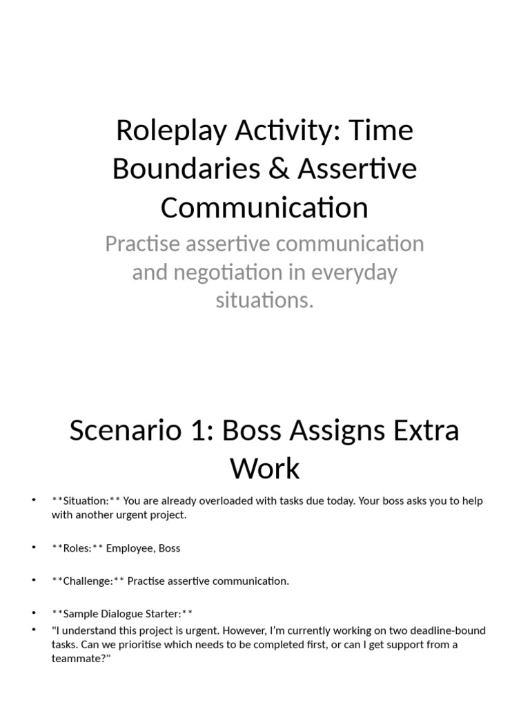 Time Management Roleplay Activity | PDF