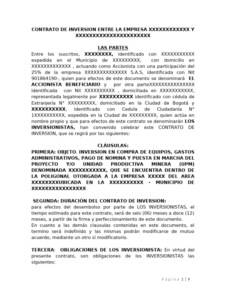 Contrato de Inversión en UPM Brigma | PDF | Secreto comercial