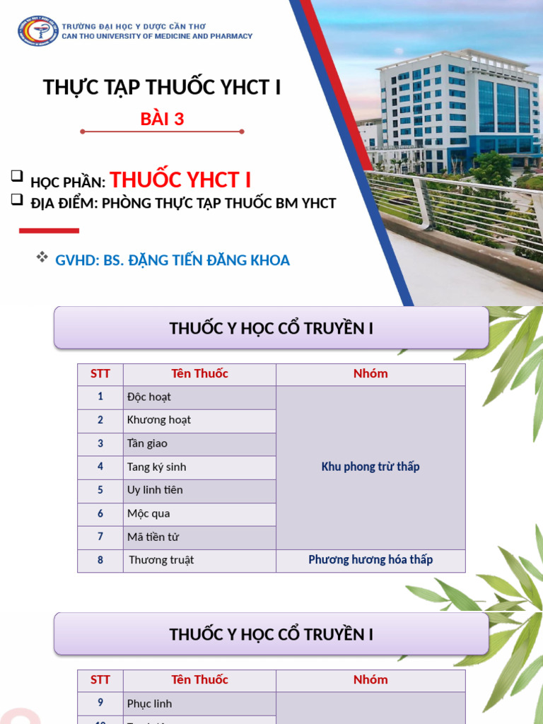 Nhóm 1. Bài 3. Thuốc YHCT | PDF