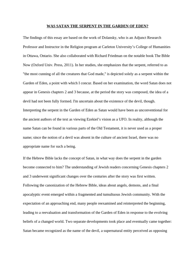 Was Satan The Serpent in The Garden of Eden | PDF | Serpents In The ...