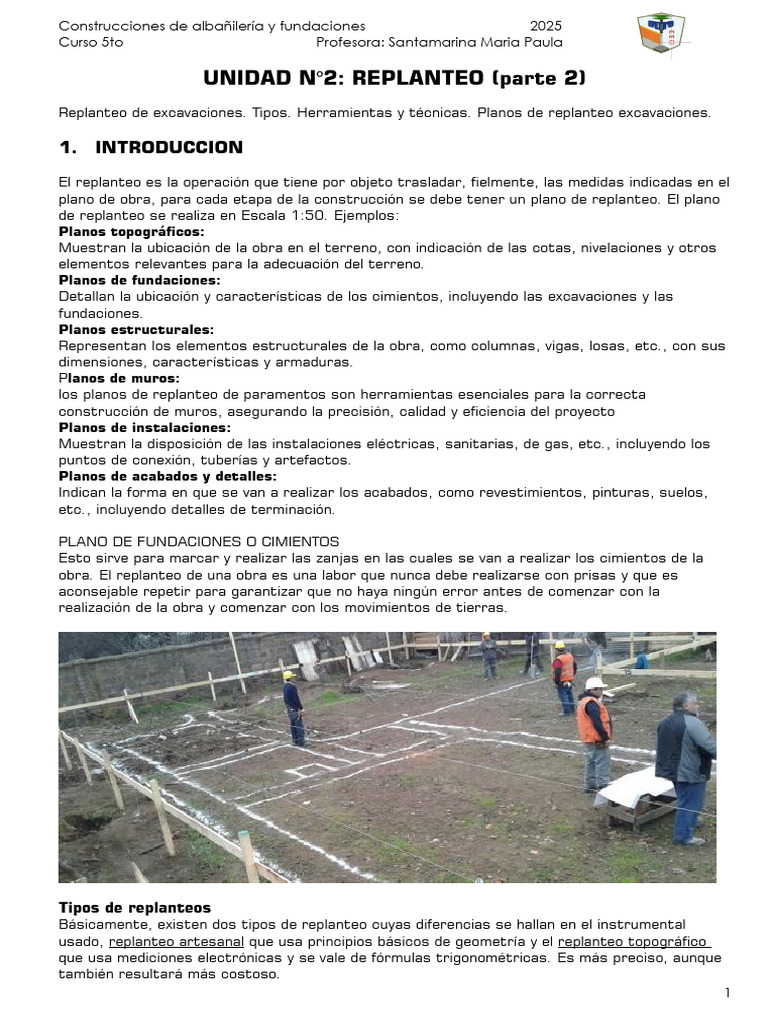 UNIDAD 2 - REPLANTEOS (Parte2) | PDF | Topografía | Fundación (Ingeniería)