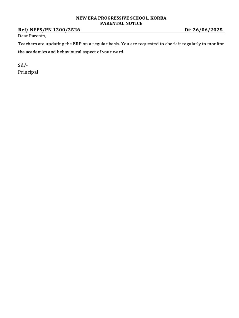 NEPS Korba: ERP Update Notice | PDF