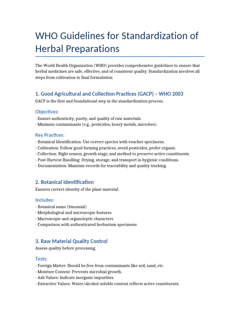 WHO GACP Guidelines for Herbal Medicines | PDF | Thin Layer ...
