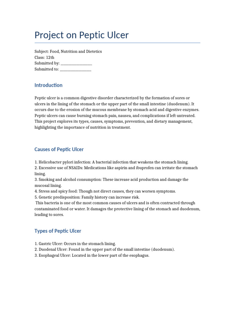 Peptic Ulcer Project Expanded | PDF | Stomach | Gastroenterology